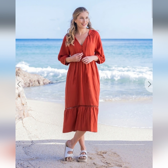 CELTIC & CO. | Dresses | Ladder Trim Tie Neck Maxi Dress Size Us 4 Nwot ...